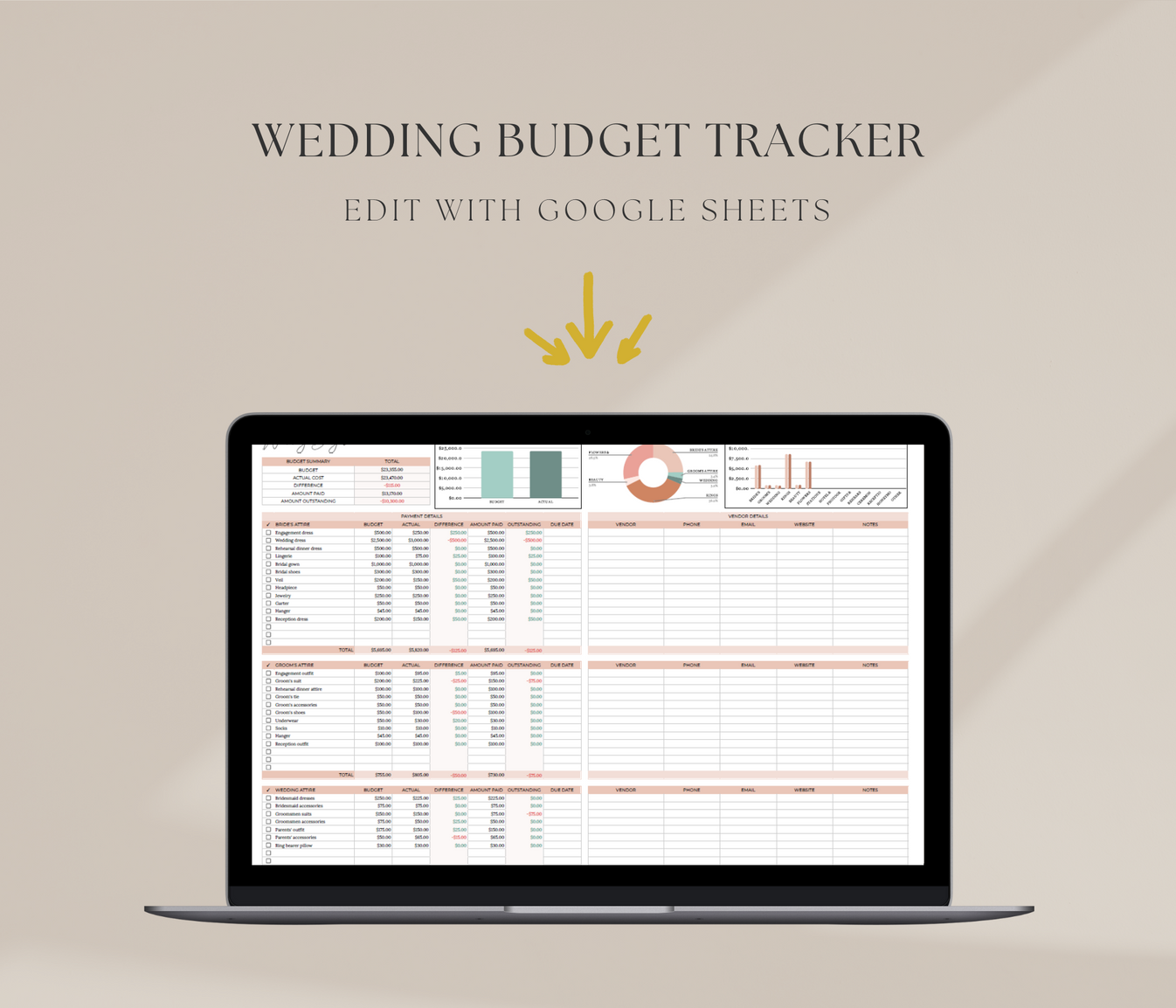 Wedding Budget Spreadsheet Template – Ella Winston